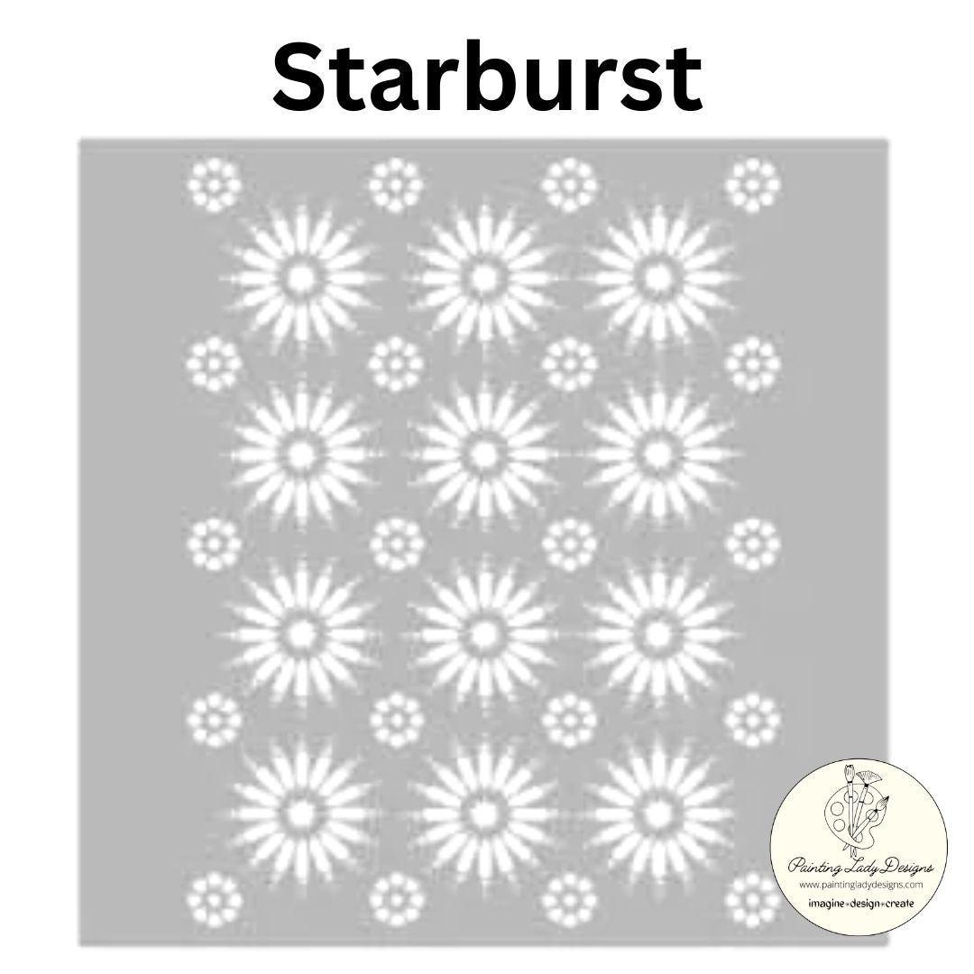 Starburst Stencil (12x12 inches) Bohemian Crest Designs – Painting Lady ...